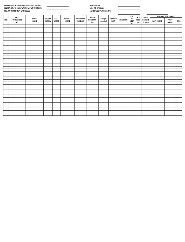 List of Enrollees Form | PDF