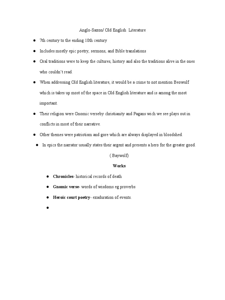 Anglo-Saxon - Old English Literature | PDF | Classics