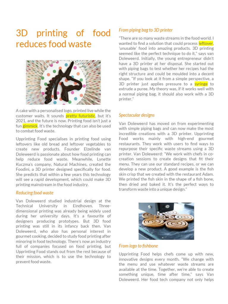 3D Food Printing for Chefs | PDF | 3 D Printing | Printer (Computing)