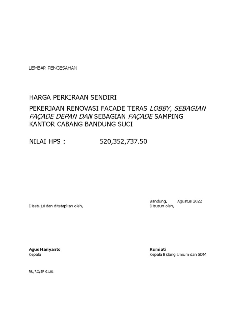 Boq Final BPJS Suci Teras Fasad Acp | PDF