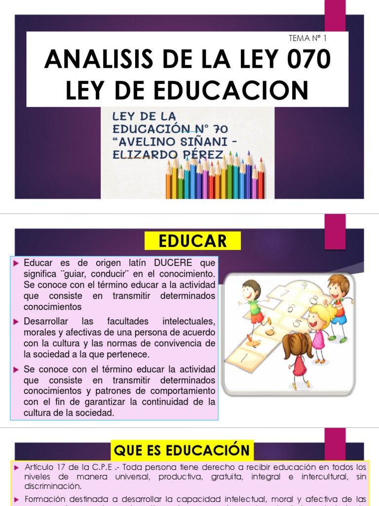 Tema #1 Ley 070 | PDF | Sociedad | Estado (política)