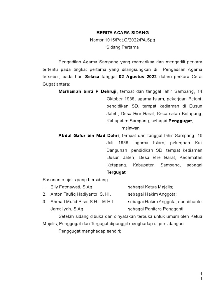 Berita Acara Sidang | PDF