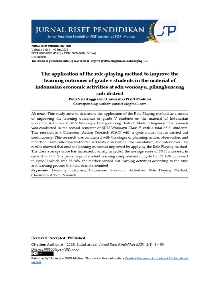 Template JRP FKIP UNIPMA | PDF | Teachers | Learning