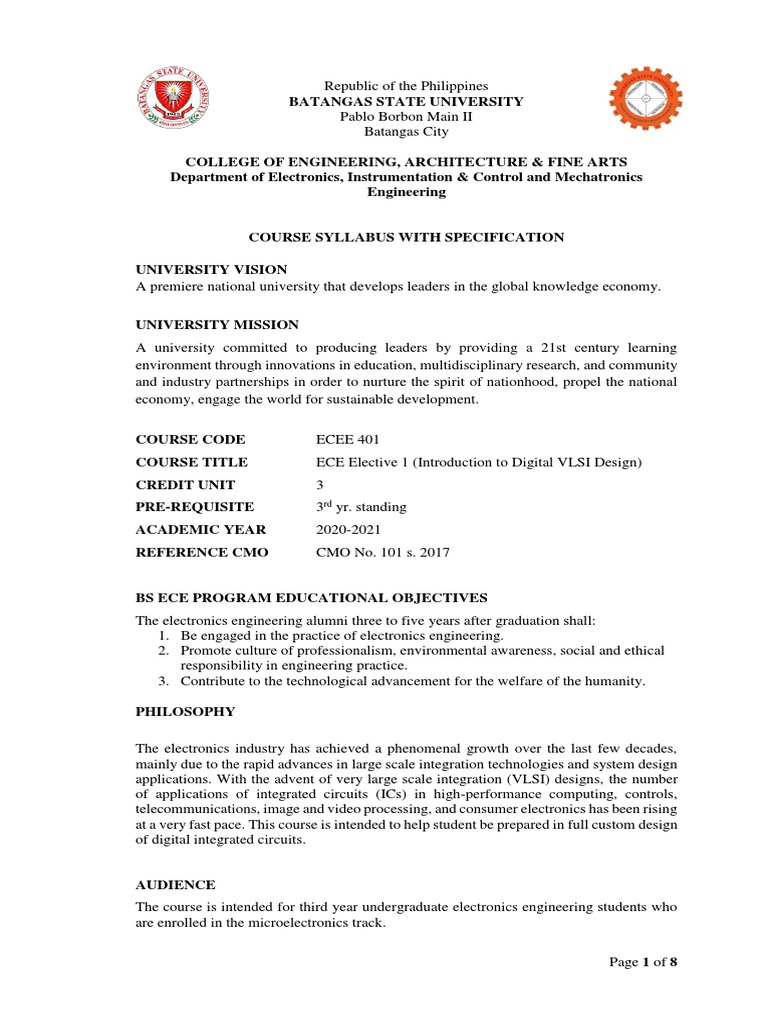 ECE Elective: Digital VLSI Design Syllabus | PDF | Electronic Circuits ...