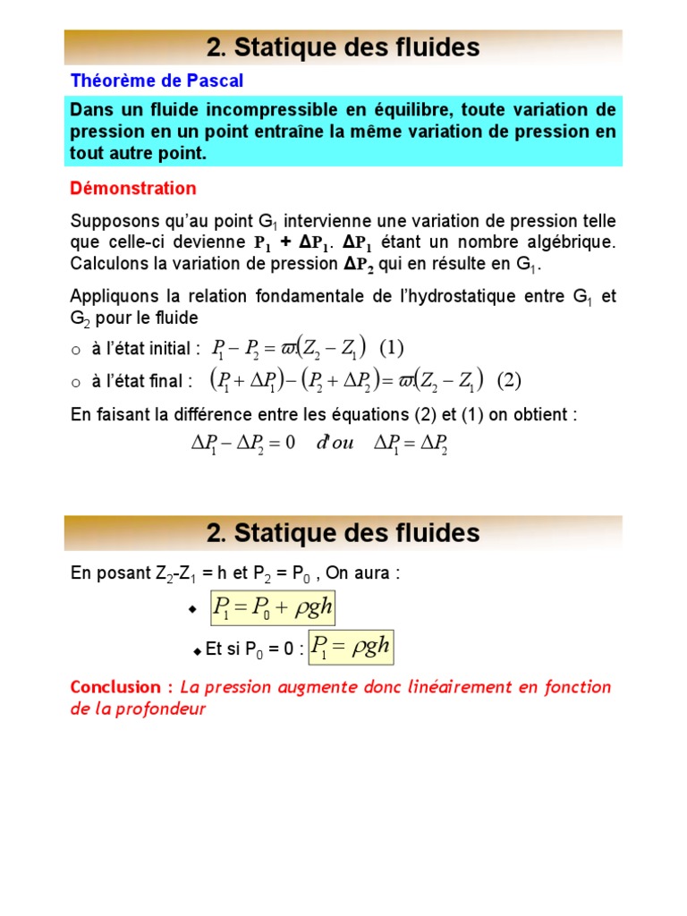 CM 2 Mécanique Des Fluides | PDF | Pression | Dynamique des fluides