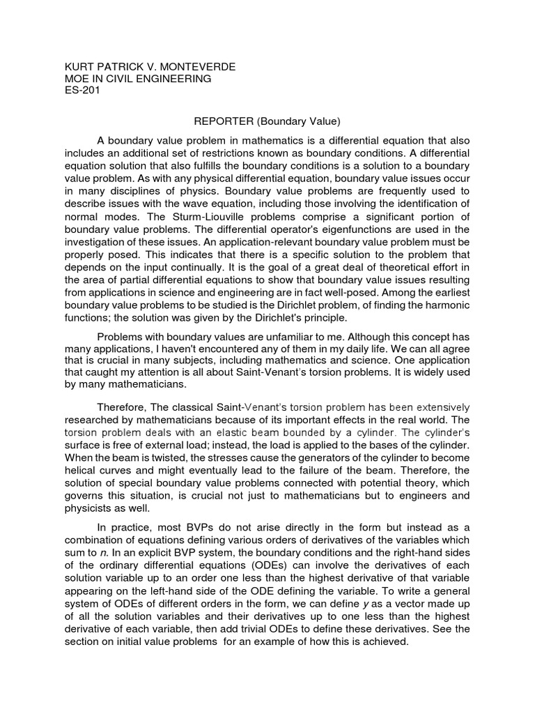Boundary Value Pdf Boundary Value Problem Ordinary Differential Equation