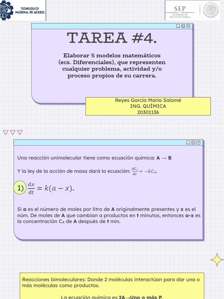 U2-T4 Modelos Matemáticos Ing. Quím | PDF | Ecuaciones | Ciencias fisicas