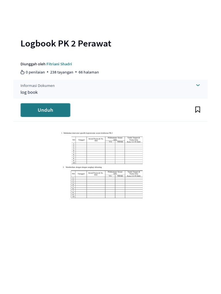 Logbook PK 2 Perawat - PDF | PDF