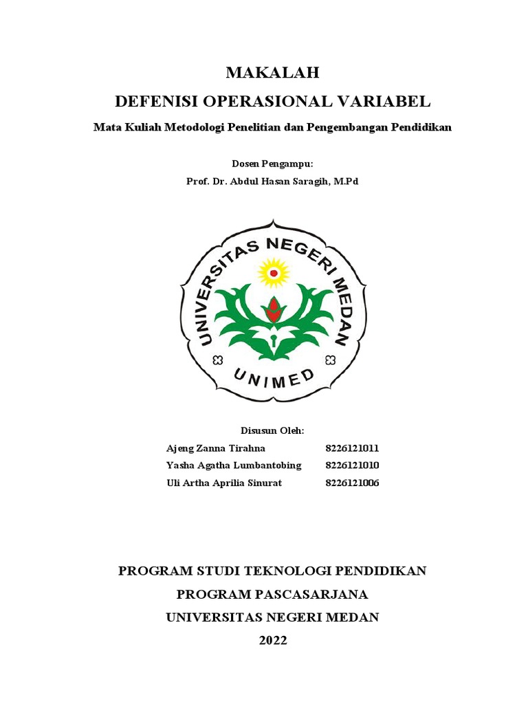 Kelompok 4-DEFENISI OPERASIONAL VARIABEL | PDF