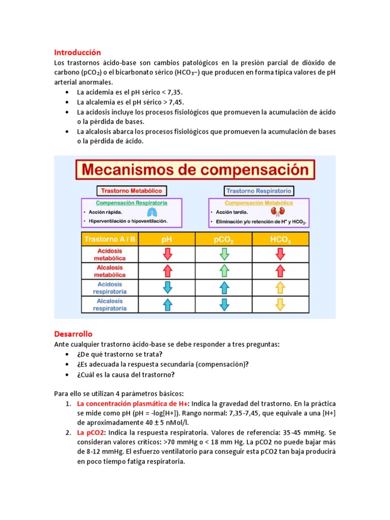 Compensación en Trastornos Ácido-Base | PDF | Metabolismo ...