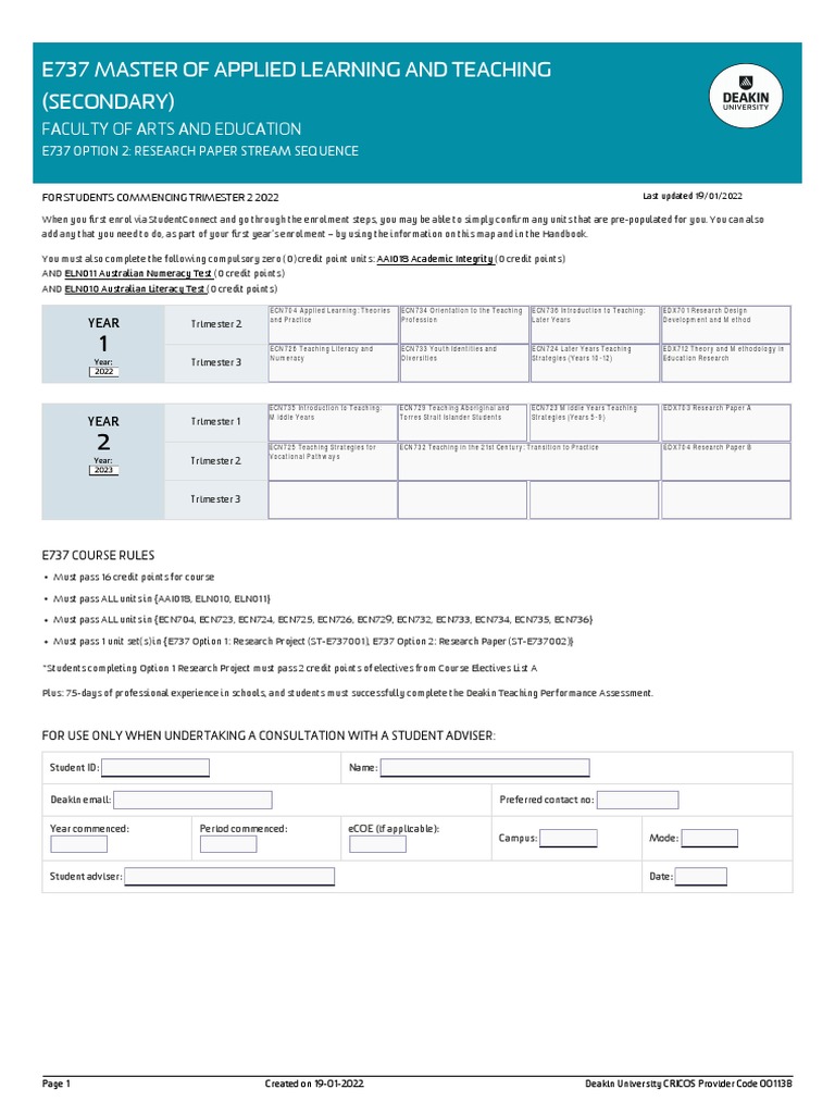 E737 2022 T2 Coursemap Option 2 Research Paper | PDF | Cognition | Behavior Modification