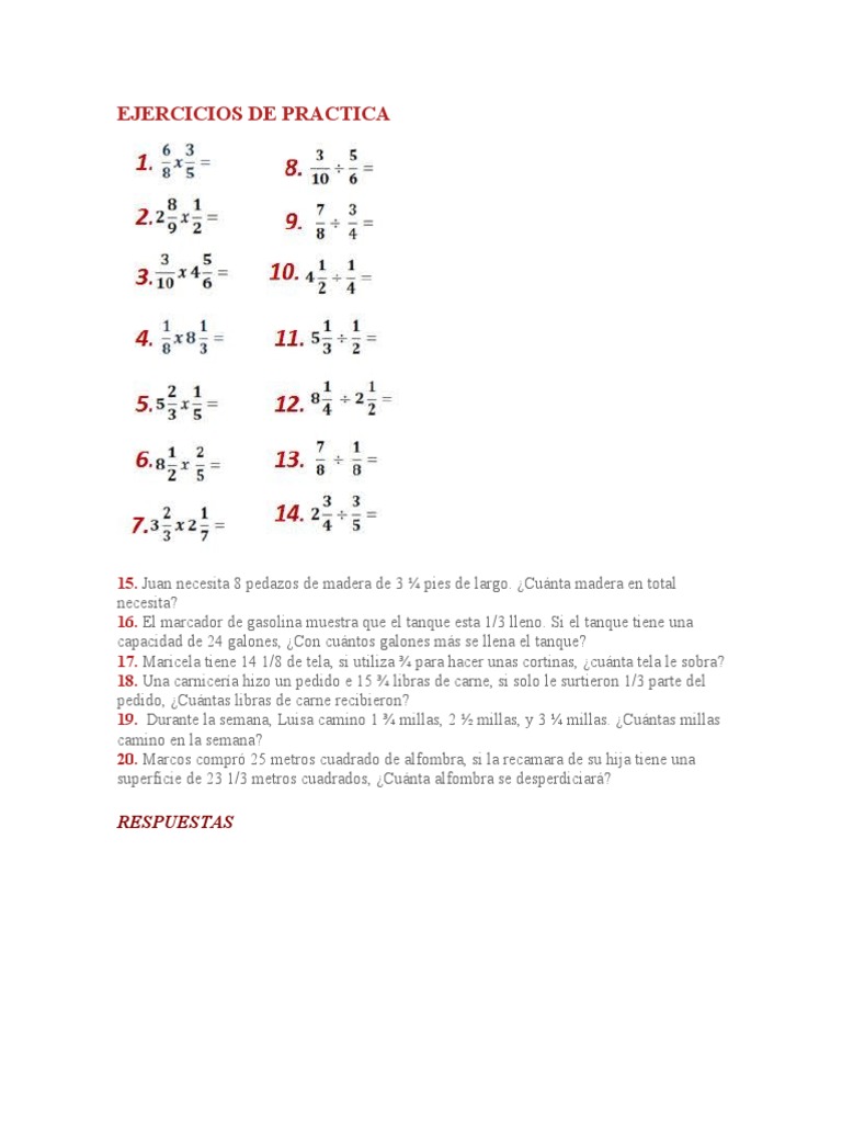 EJERCICIOS DE Operaciones Mixtas | PDF