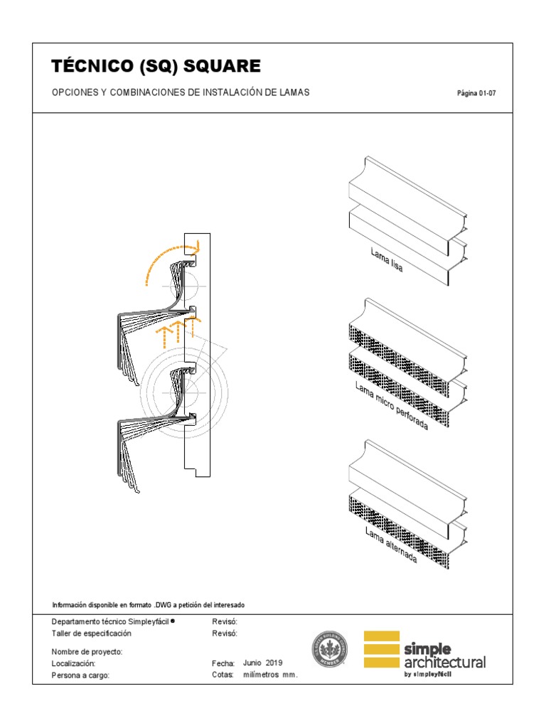 Técnico (SQ) Square. Lama Lisa. Lama Micro Perforada. Lama Alternada ...