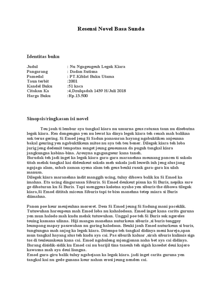 Resensi Novel Basa Sunda 12-A | PDF