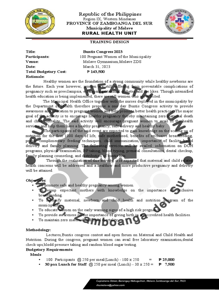 2023 Buntis Congress Training Design | PDF | Pregnancy | Maternal Health