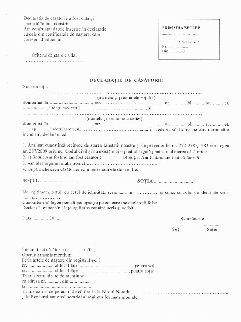 Declaratie de Casatorie | PDF