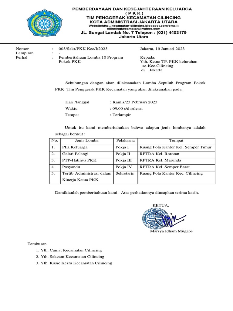 Pemberitahuan Lomba 10 Program | PDF