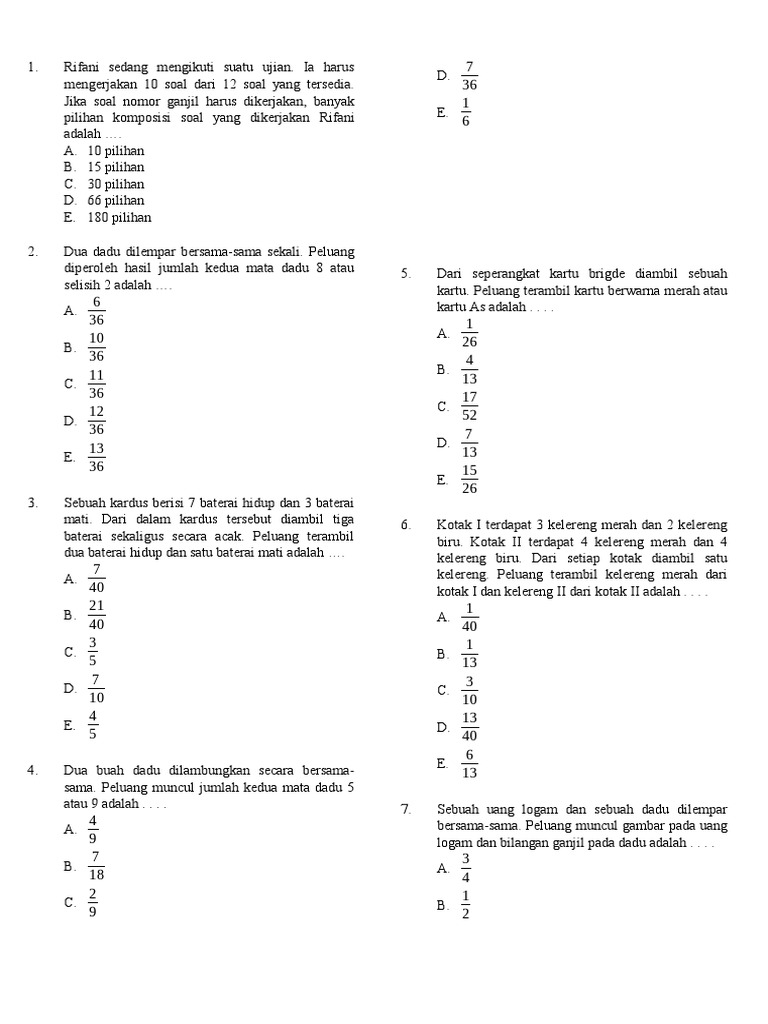 Us Matematika Wajib Iis 2022 | PDF