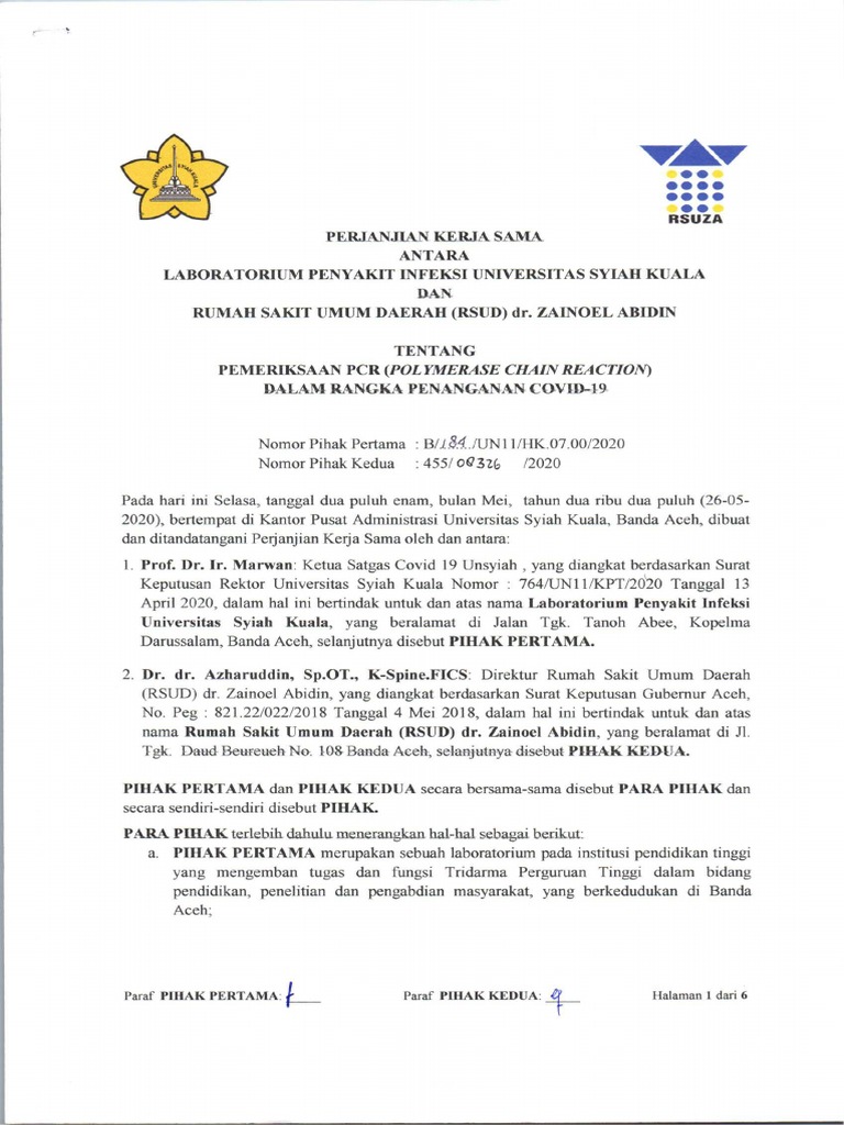 Perjanjian Kerja Sama Rumah Sakit Zainal Abidin Pdf