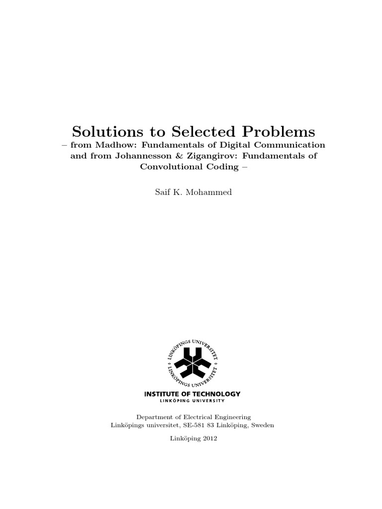 Solutions Tutorial 3 | PDF | Bandwidth (Signal Processing) | Electronics