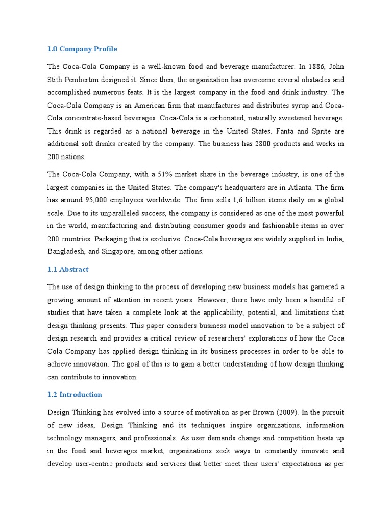 Coca Cola Design Thinking | PDF