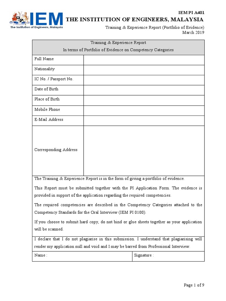 IEM PI A401 - Training and Experience Report | PDF | Cognition