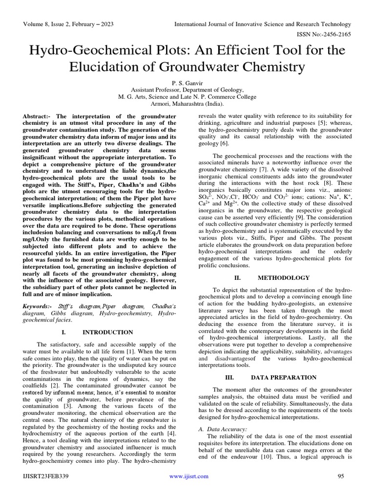 Hydro-Geochemical Plots An Efficient Tool For The Elucidation of ...