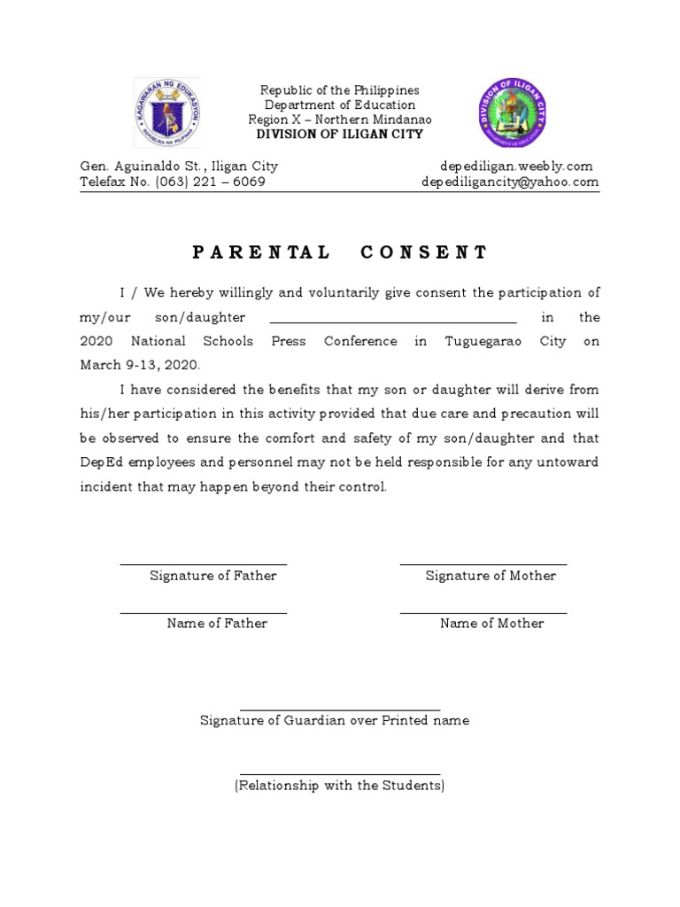 Parents Consent Pdf