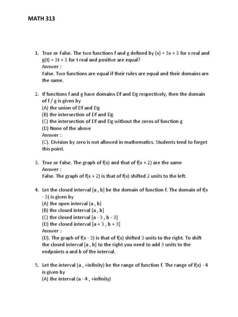 MATH 313 | PDF | Asymptote | Function (Mathematics)