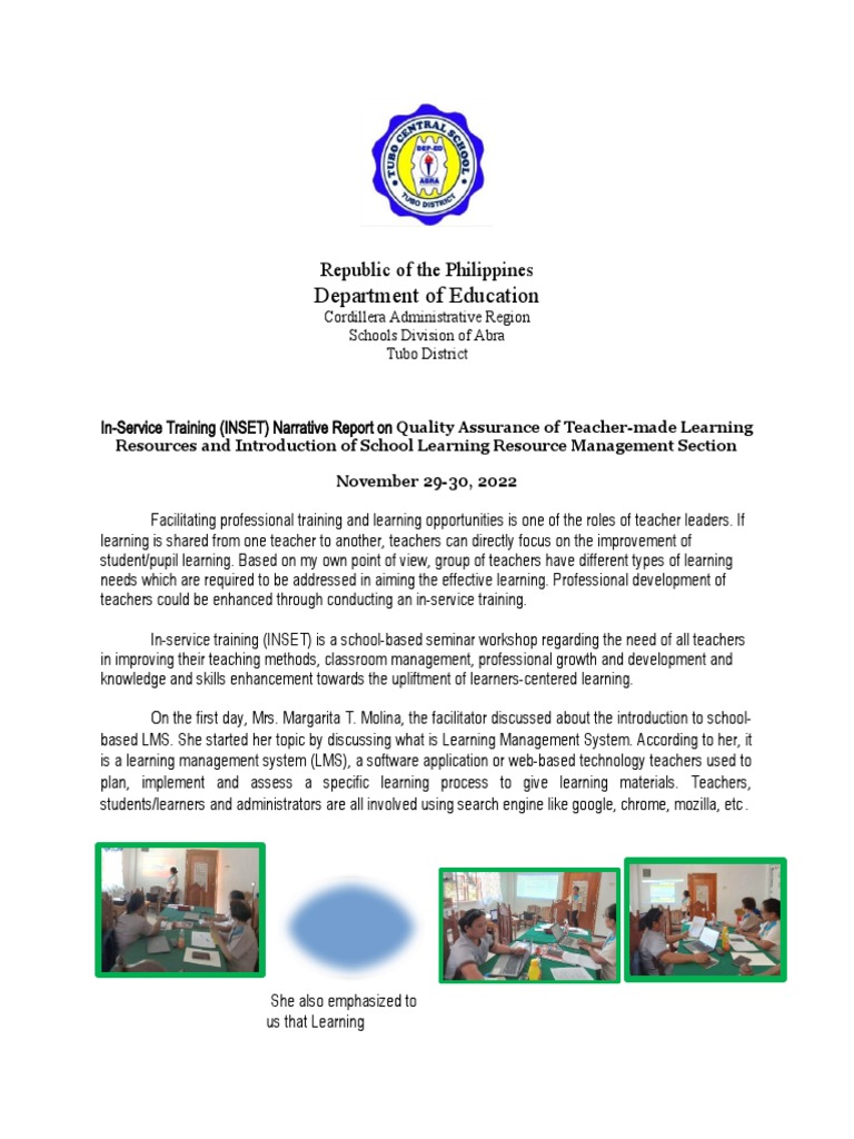 RAPPORTEUR'S Report | PDF | Teachers | Learning