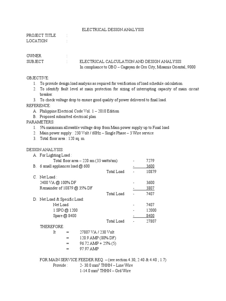 Electrical Design Analysis | PDF | Power Supply | Power (Physics)