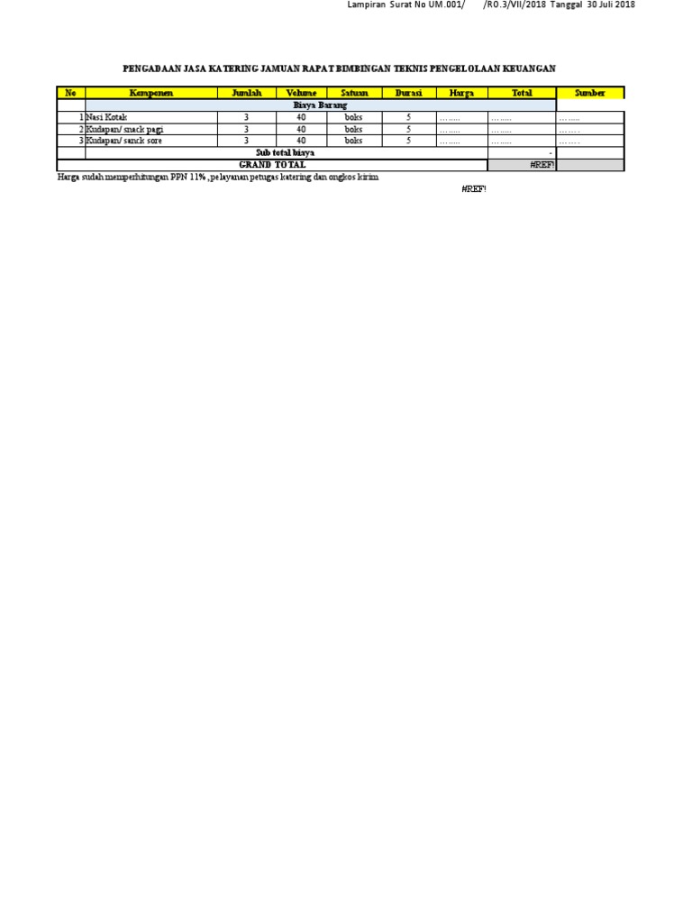 Lampiran 5 - Form Harga Perkiraan Sendiri Jasa Katering | PDF