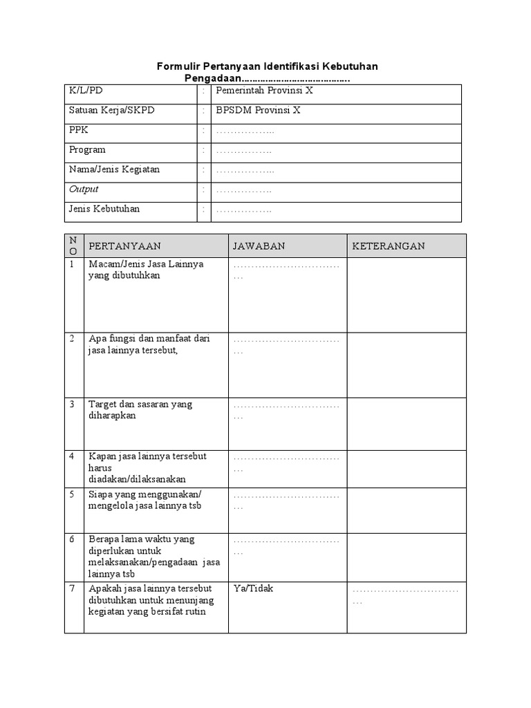 Lampiran 3 - Form Identifikasi Kebutuhan | PDF