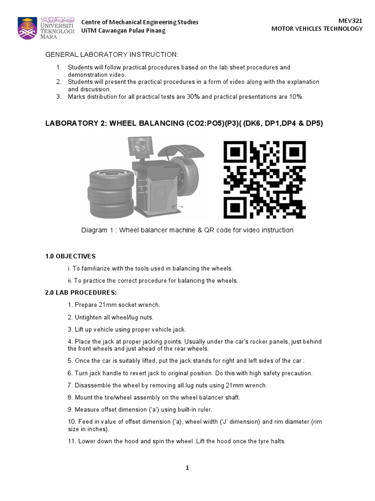 Lab Sheet - Wheel Balancing | PDF | Wheel | Motor Vehicle