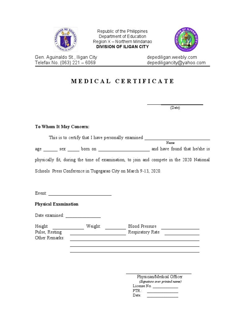 Medical Certificate | PDF