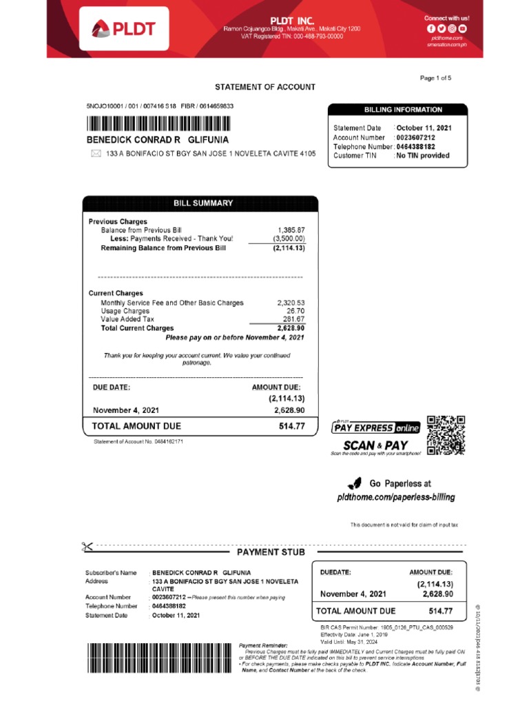 PLDT Bill | PDF