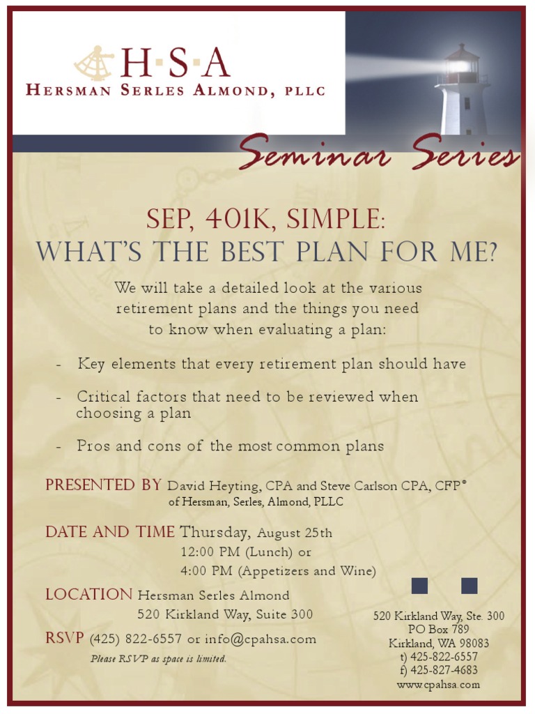 Hsa Seminar - Sep 401k | PDF