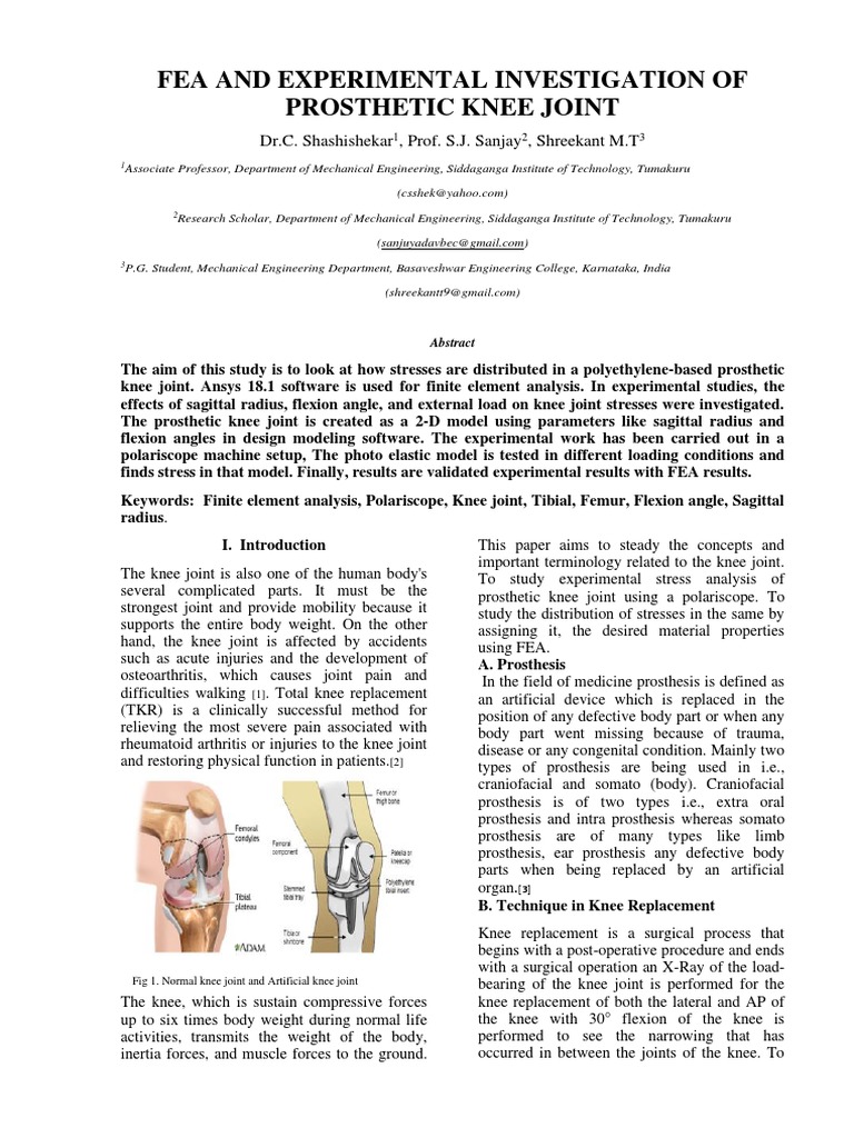 Fea & Experimental Investigation of Prosthetic Knee Joint | PDF ...