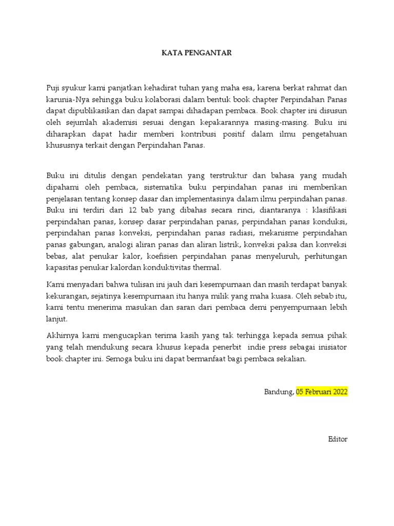 Template Kata Pengantar Book Chapter - Editor | PDF