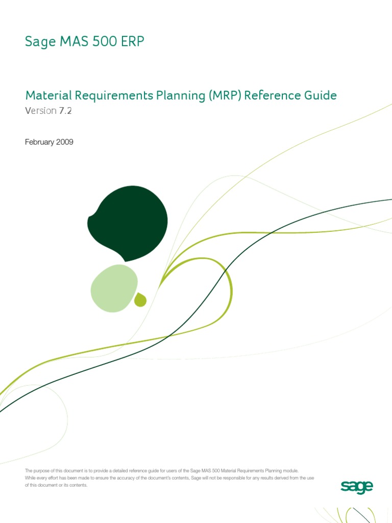 Sage MAS 500 MRP Reference Guide FINAL | PDF | Inventory | Valuation ...