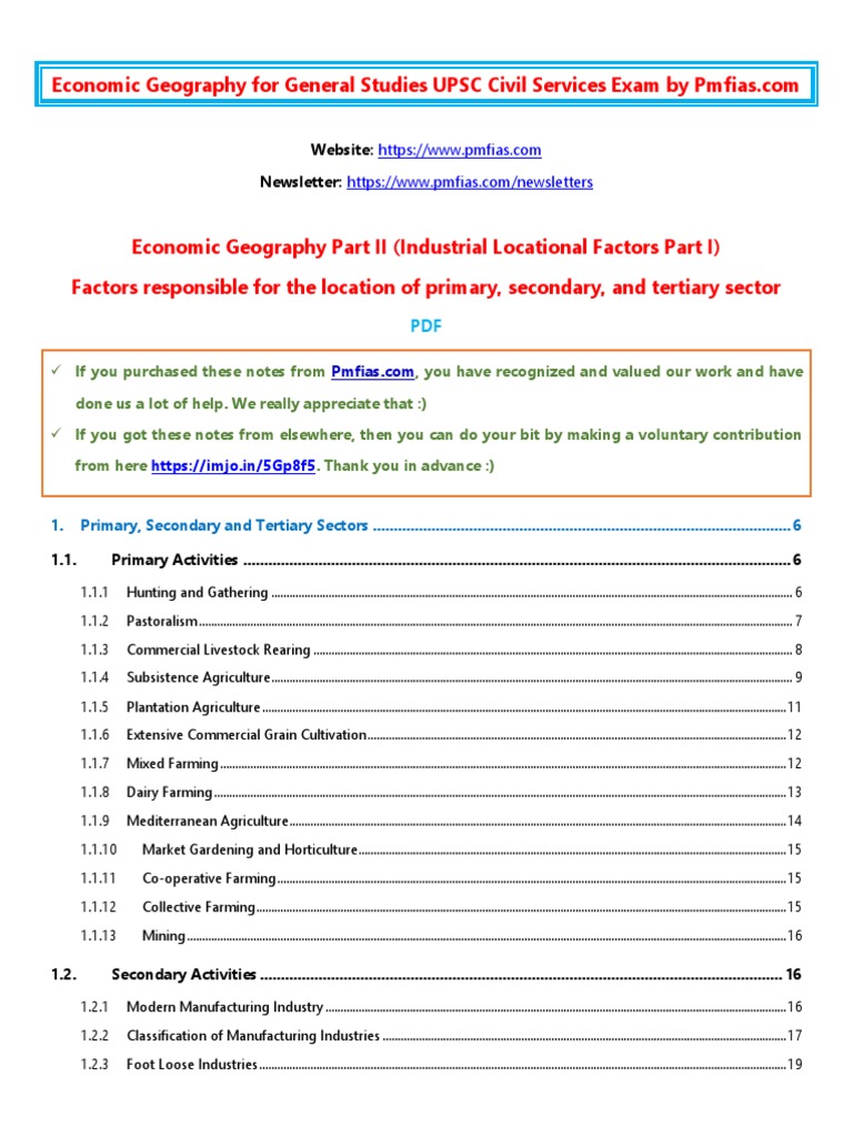 PMFIAS Geo19 5 EconomicGeography 2 | PDF | Agriculture | Mining