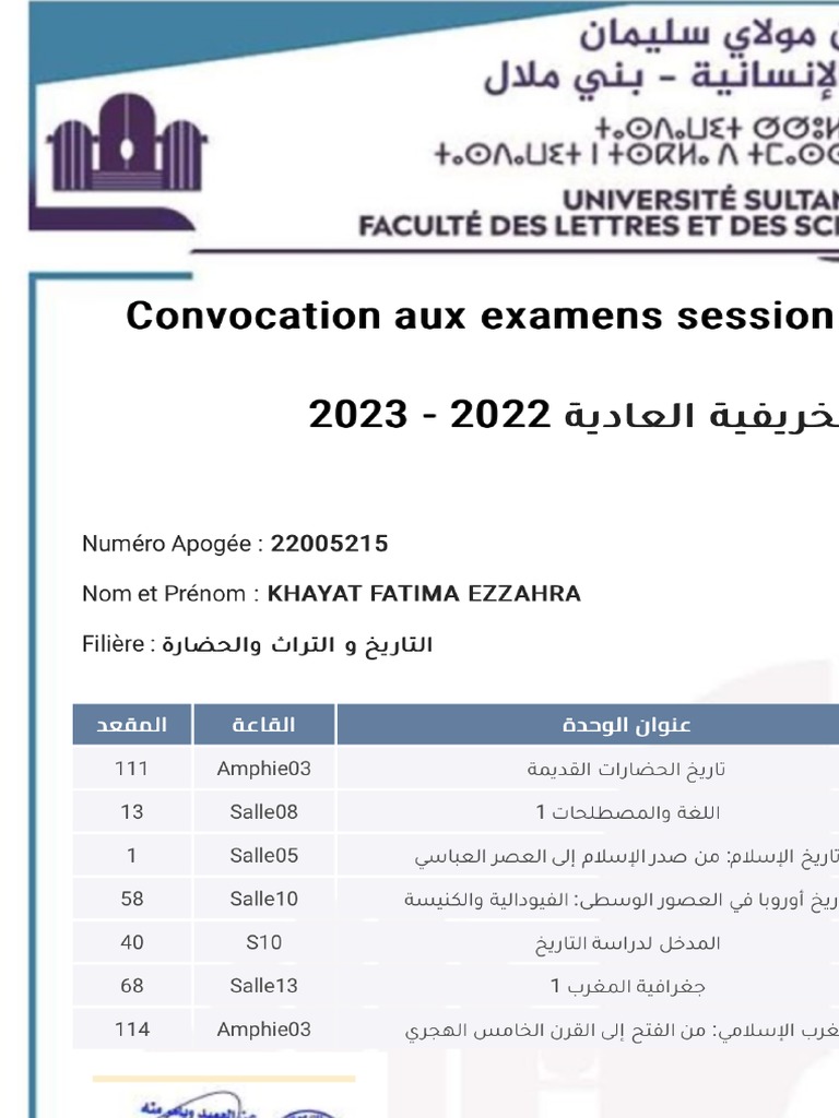 Convocation-EXAMEN 22005215 | PDF