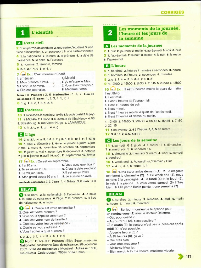A1 Exercices de Vocabulaire Corriges | PDF