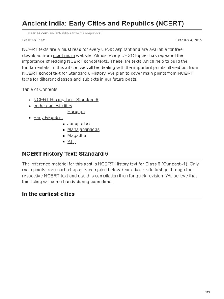 Ancient India Early Cities and Republics NCERT | PDF