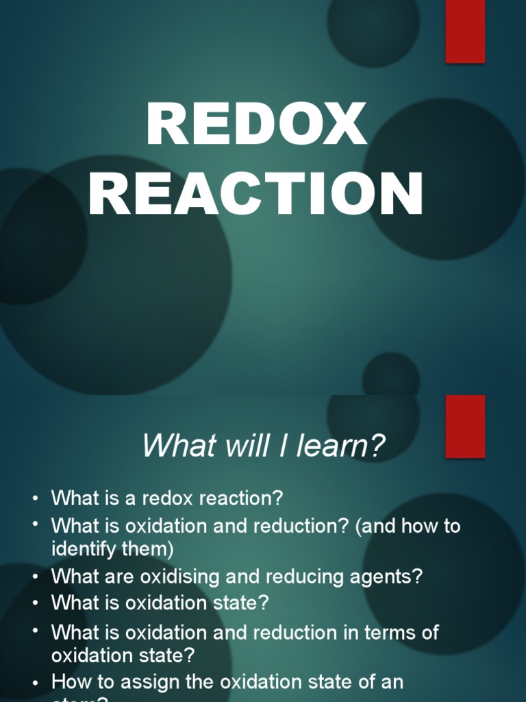 REDOX REACTIONS EXPLAINED | PDF | Redox | Oxidizing Agent