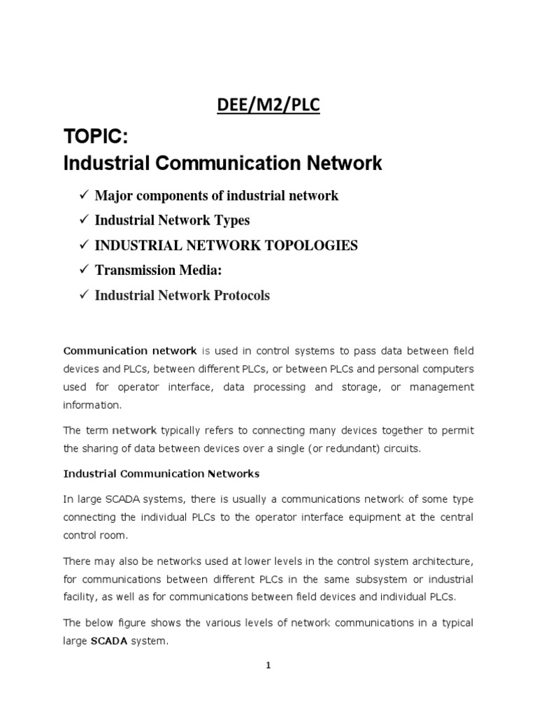 PLC - Industrial Communication Network | PDF | Osi Model | Network Topology