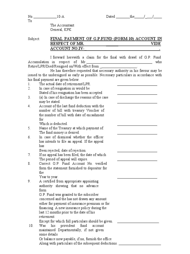 Final GPF Payment Request | PDF