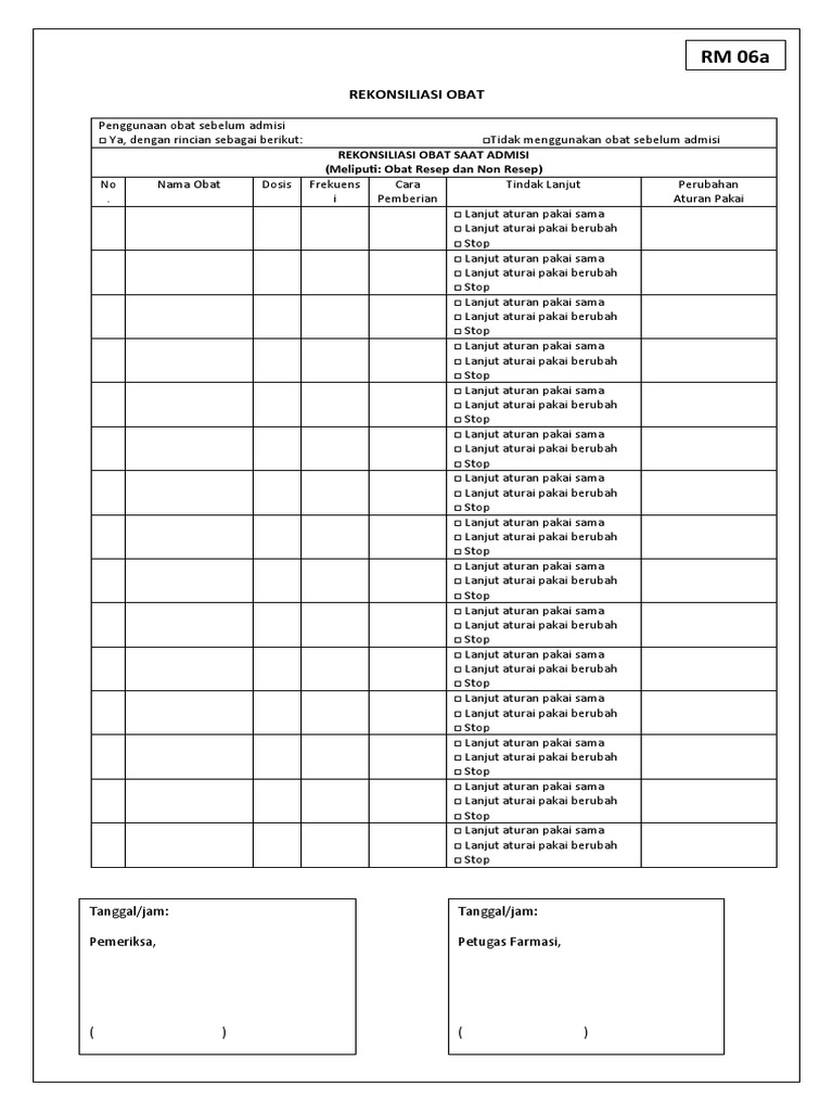 Form Rekonsiliasi Obat | PDF