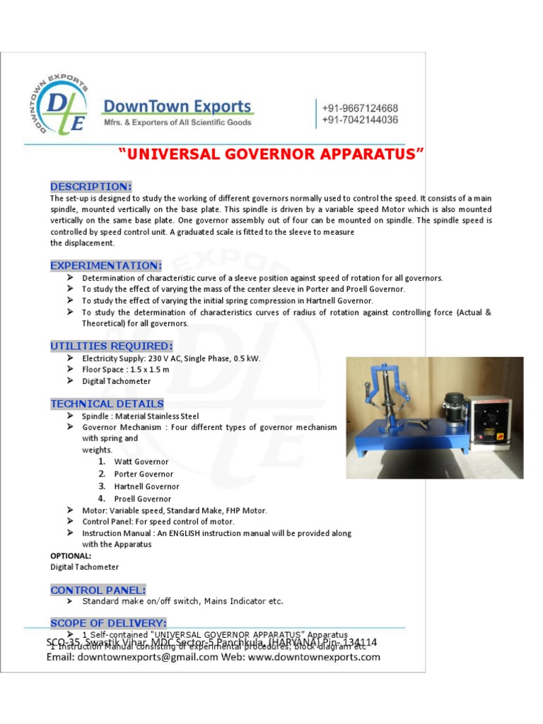 Universal Governor Apparatus Setup | PDF