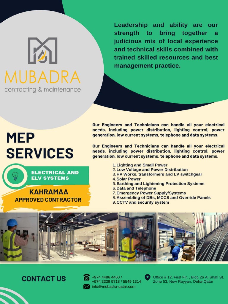 MEP Services - Electrical MUBADRA CONTRACTING & MAINTENANCE | PDF